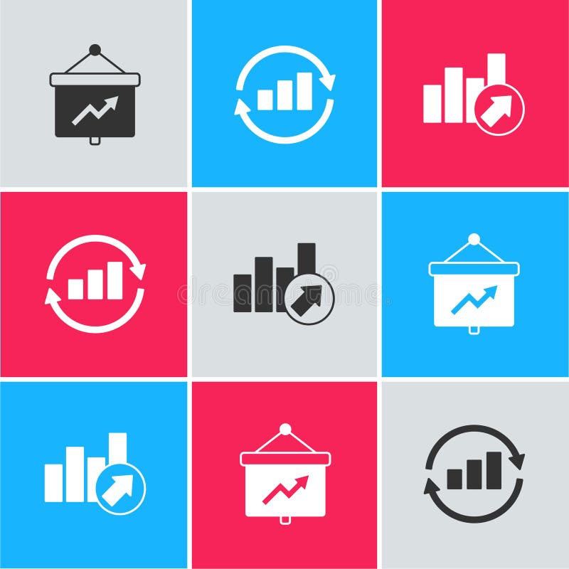 Set Board with Graph, Graph Chart Infographic and Financial Growth Icon ...