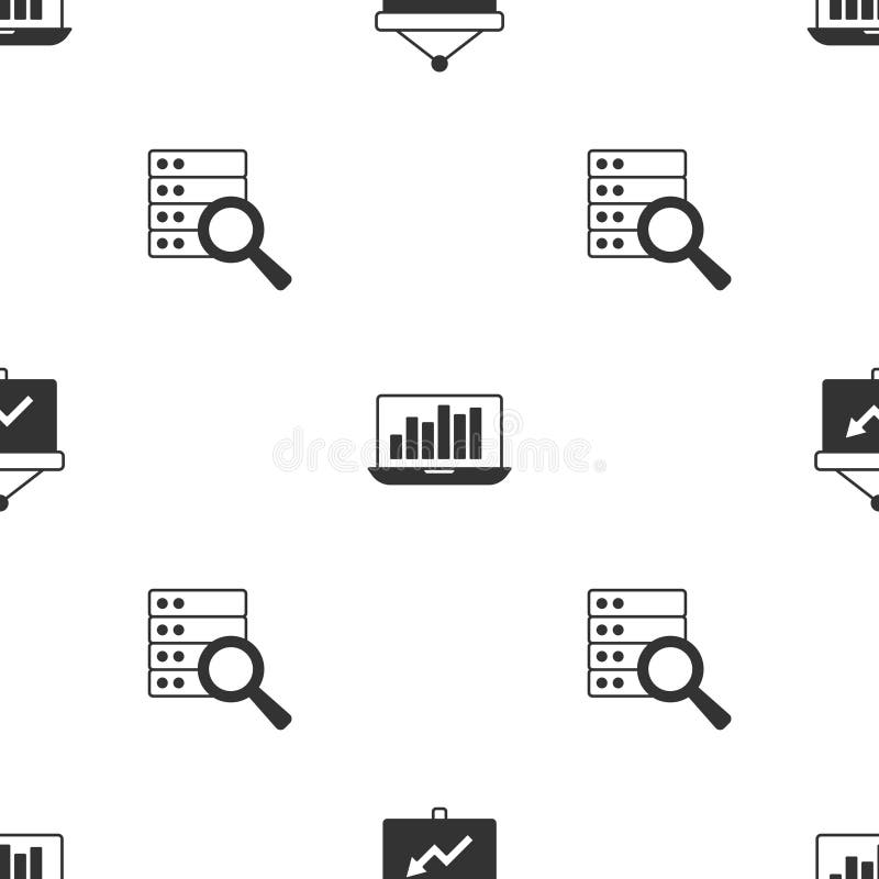 Set Board with Graph, Laptop Chart and Server on Seamless Pattern ...
