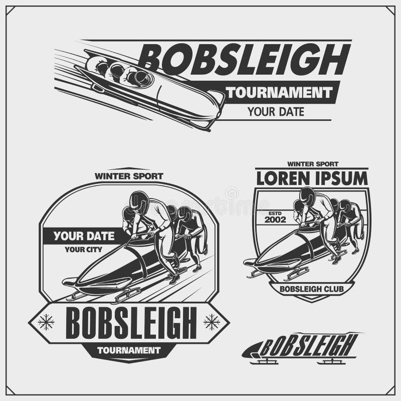 Set of Bobsleigh Emblems, Labels and Design Elements. Winter Sport Set ...