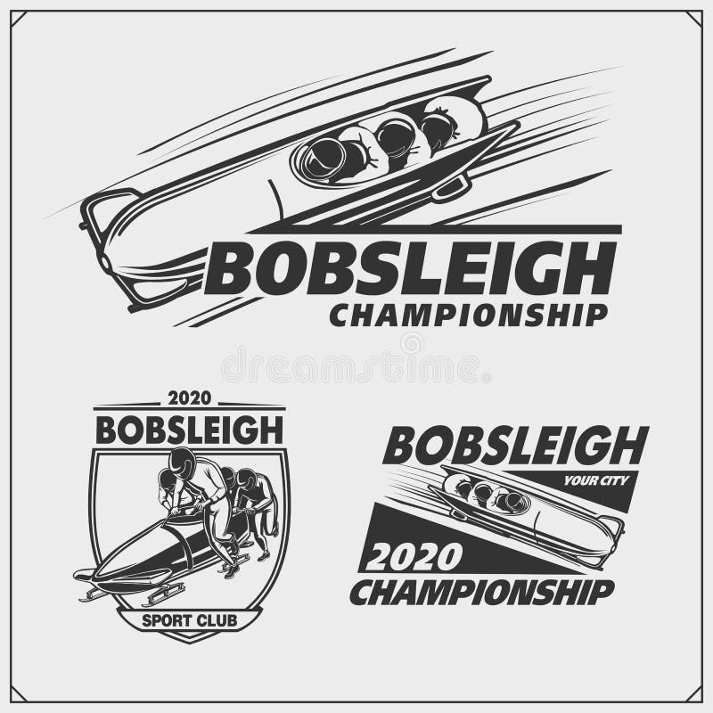 Set of Bobsleigh Emblems, Labels and Design Elements. Winter Sport Set ...