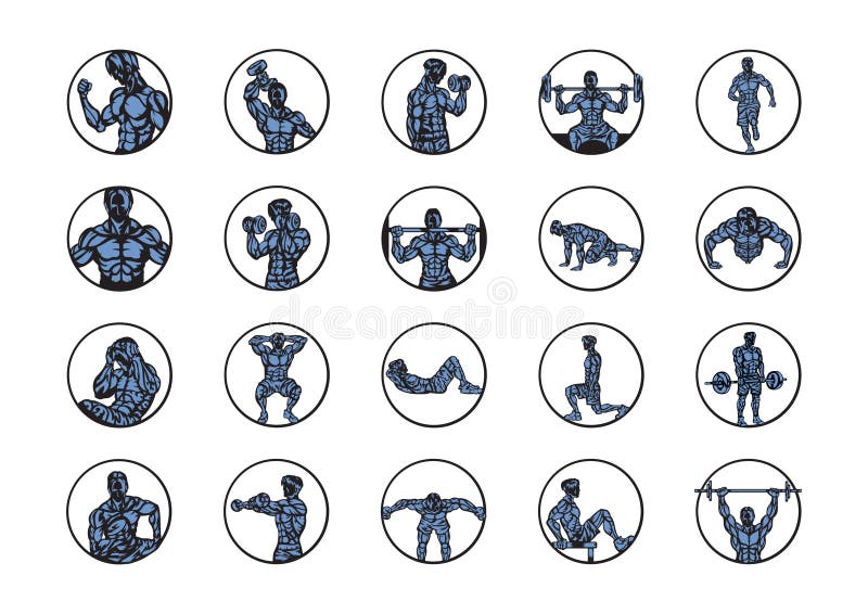 Set of Bodybuilding Icons, Vector Illustration Stock Vector ...