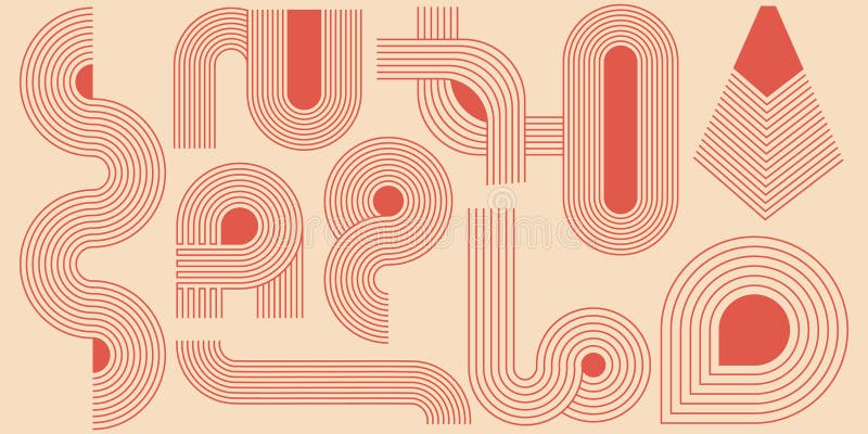 Set of Boho Shapes with Line. Aesthetic Boho Shape Element. Abstract ...