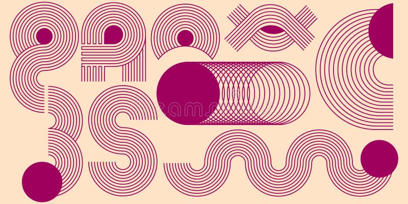 Set of Boho Shapes with Line. Aesthetic Boho Shape Element. Abstract ...