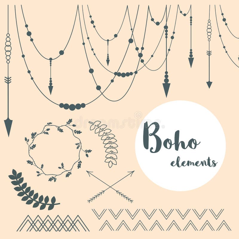 Set of Boho Style Elements. Vector Drawing. Stock Vector - Illustration ...