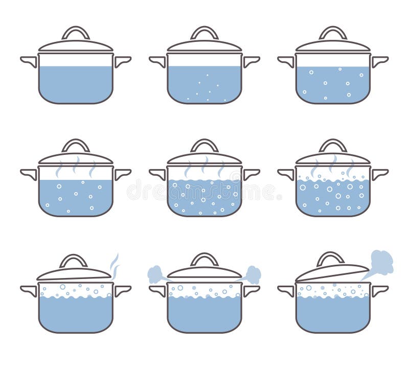 Boiling Saucepan with Lid. Cooking Pot with Smoke. Hand Drawn Sketch ...