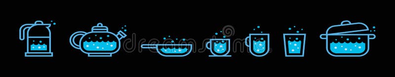 Set of Boiling Water Cartoon Icon Design Template with Various Models ...