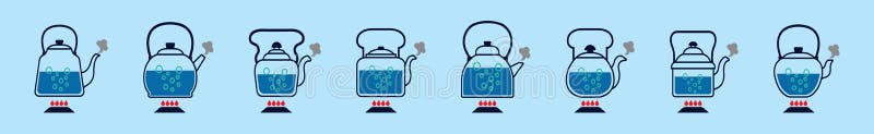 Set of Boiling Water Icon Design Template with Various Models. Vector ...