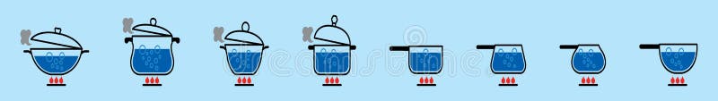 Set of Boiling Water Icon Design Template with Various Models. Vector ...