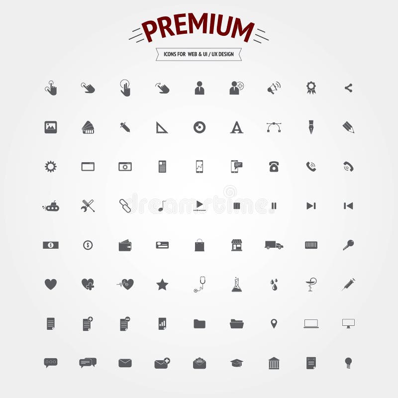 Set of bold icons stock vector. Illustration of message - 62333327