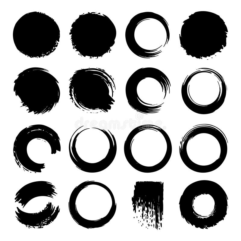 A Set of Bold Ink Circles with a Grunge Effect. Perfect for Modern ...