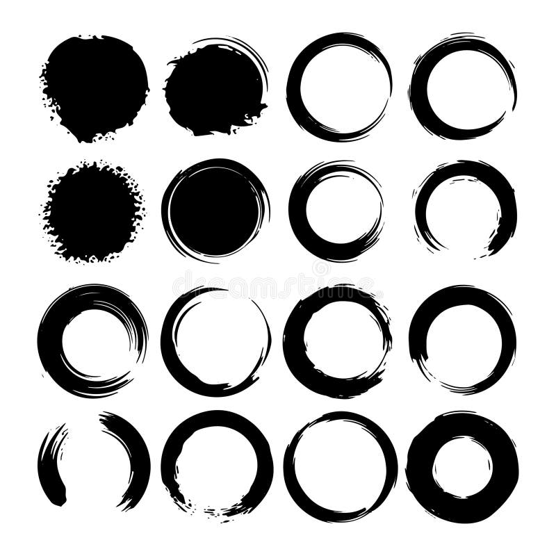 A Set of Bold Ink Circles with a Grunge Effect. Perfect for Modern ...