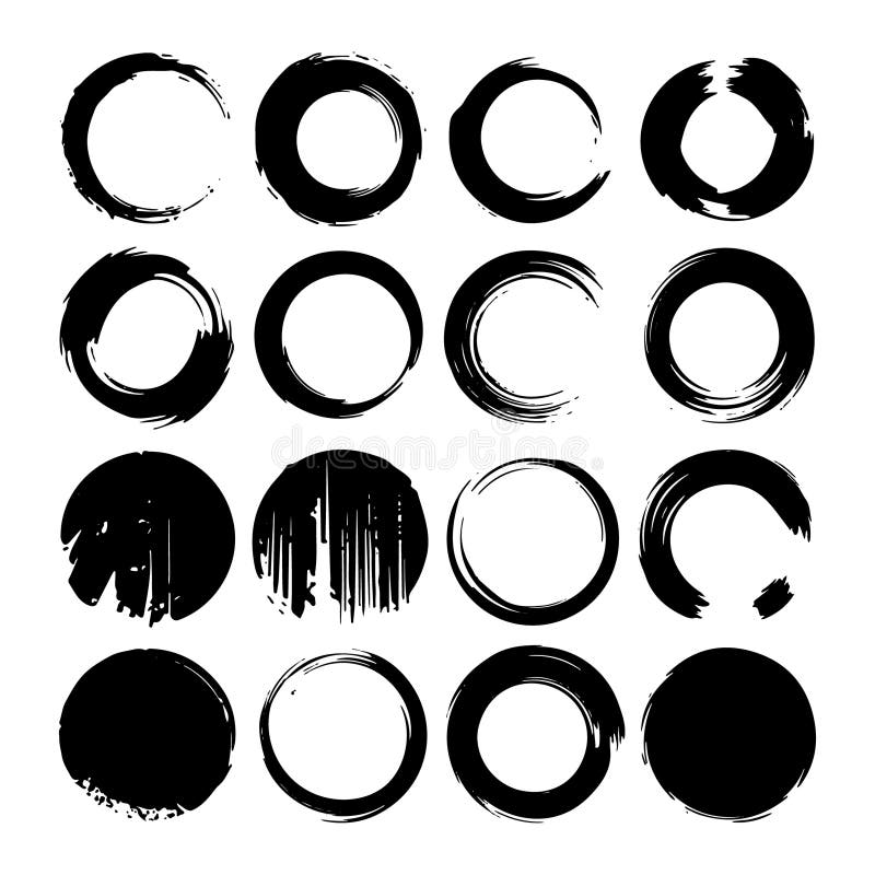A Set of Bold Ink Circles with a Grunge Effect. Perfect for Modern ...