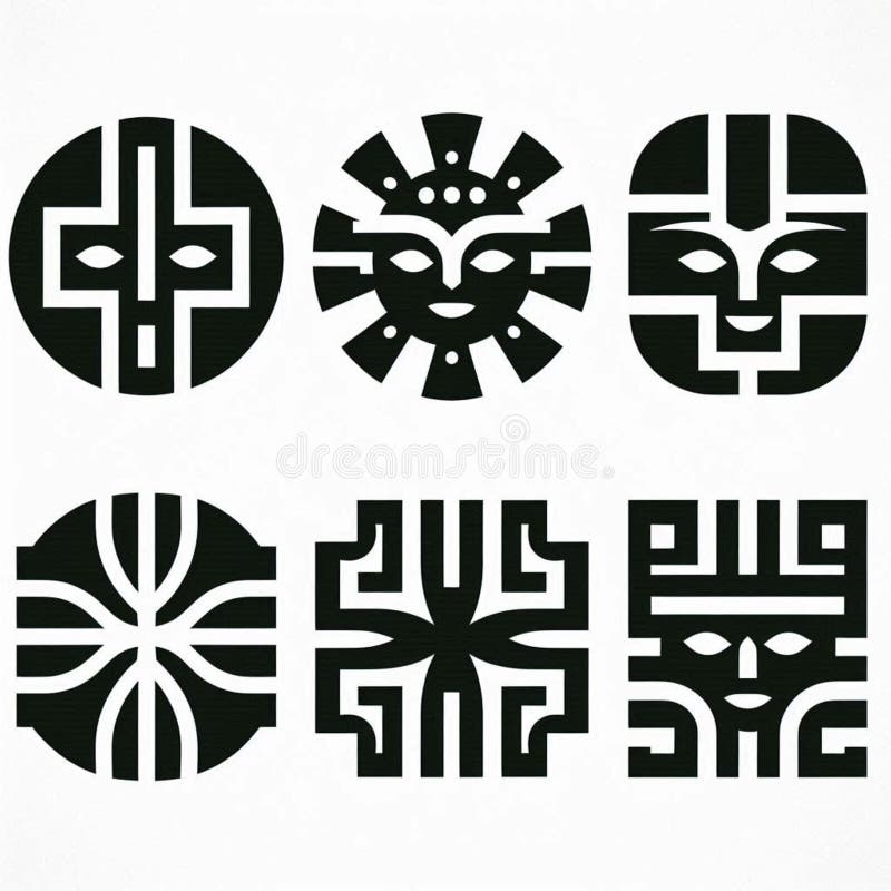Set of Bold Silhouettes of Adinkra Symbols Representing Wisdom ...