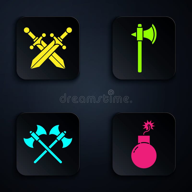 Set Bomb Ready To Explode, Crossed Medieval Sword, Crossed Medieval ...