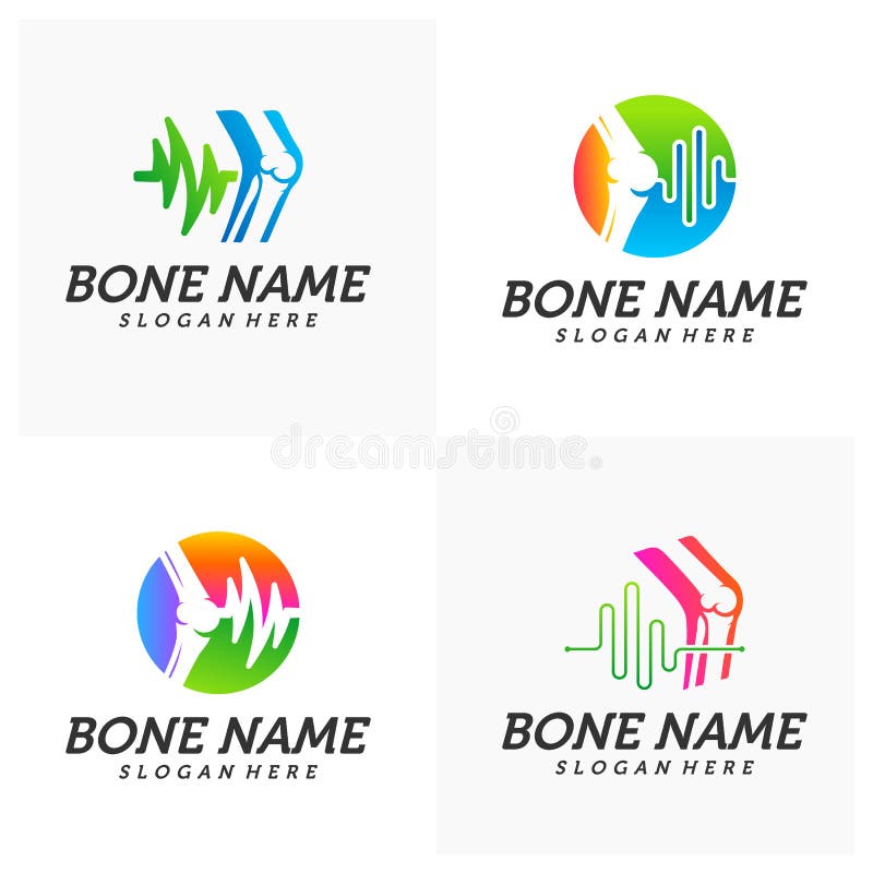 Set of Bone Joint Pulse Logo Design Inspiration, Bone Health Logo ...
