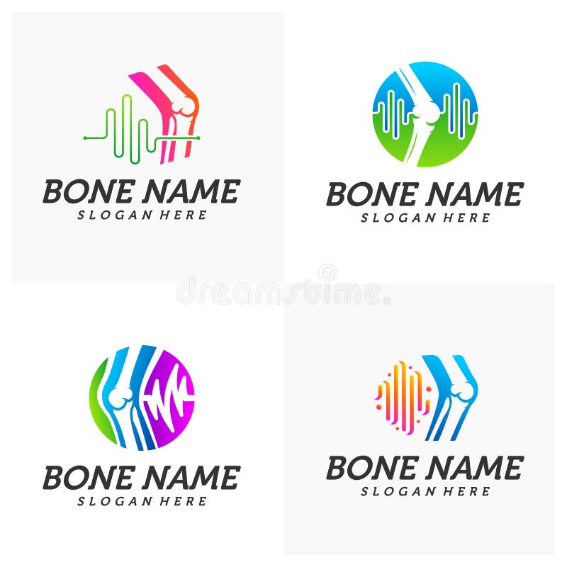Set of Bone Joint Pulse Logo Design Inspiration, Bone Health Logo ...