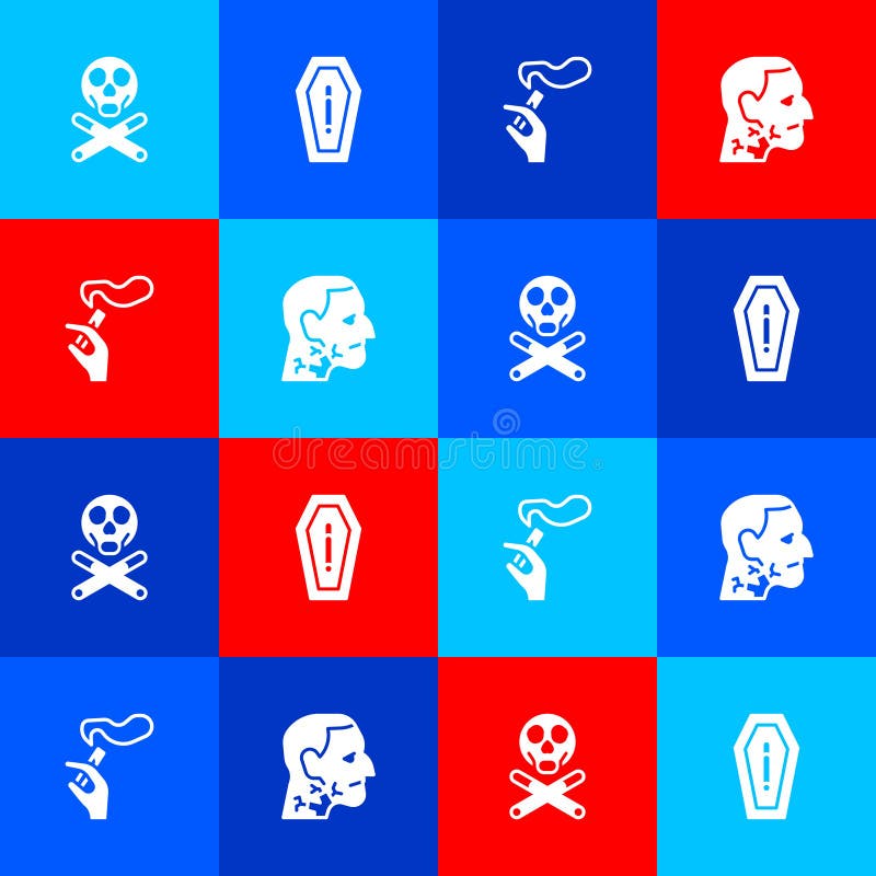 Set Bones and Skull, Death from Smoking, Hand with Cigarette and Throat ...