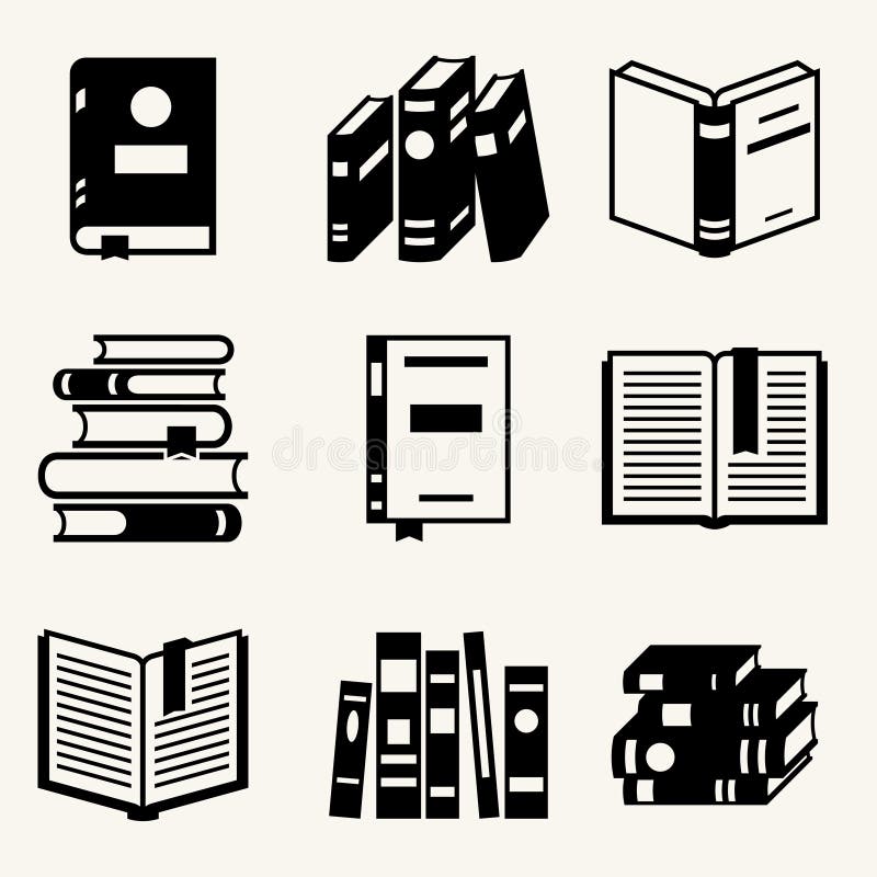Set of Book Icons in Flat Design Style Stock Vector - Illustration of ...