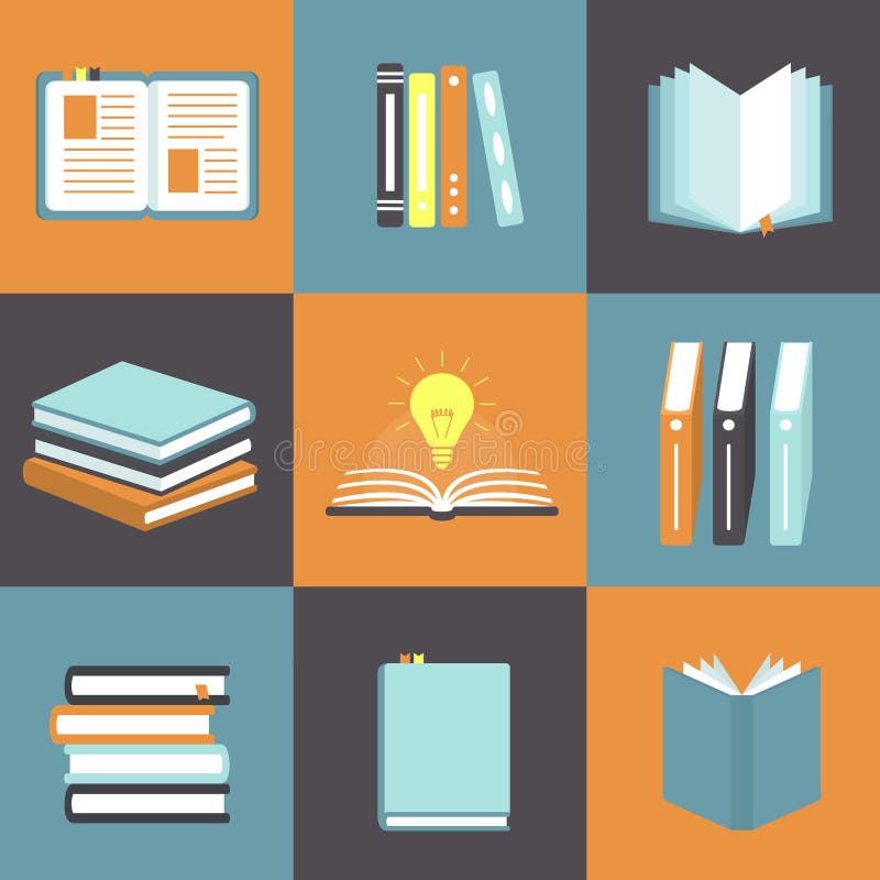 Set of book icons stock vector. Illustration of document - 59857496