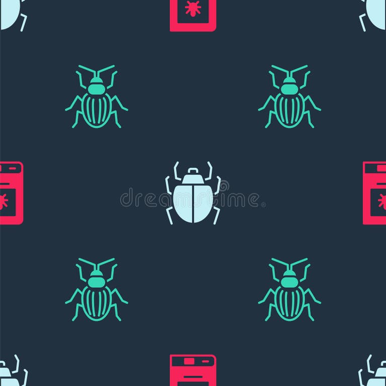 Set Book about Insect, Mite and Chafer Beetle on Seamless Pattern. Vector Stock Vector ...