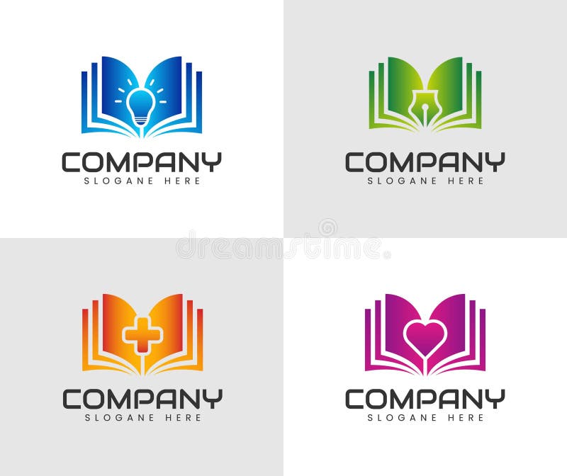 Set of Book Logo Concept. Smart Learning Education Logo Design Template ...