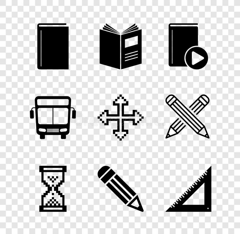 Set Book, Open Book, Audio, Hourglass Pixel, Pencil, Triangular Ruler ...