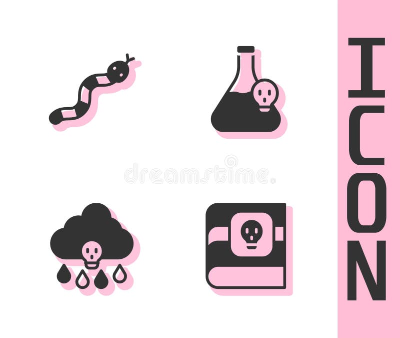 Set Book about Poisons, Snake, Acid Rain and Beaker with Toxic Liquid ...