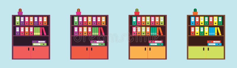 Set of Book Shelf. Cartoon Icon Design Template with Various Models ...