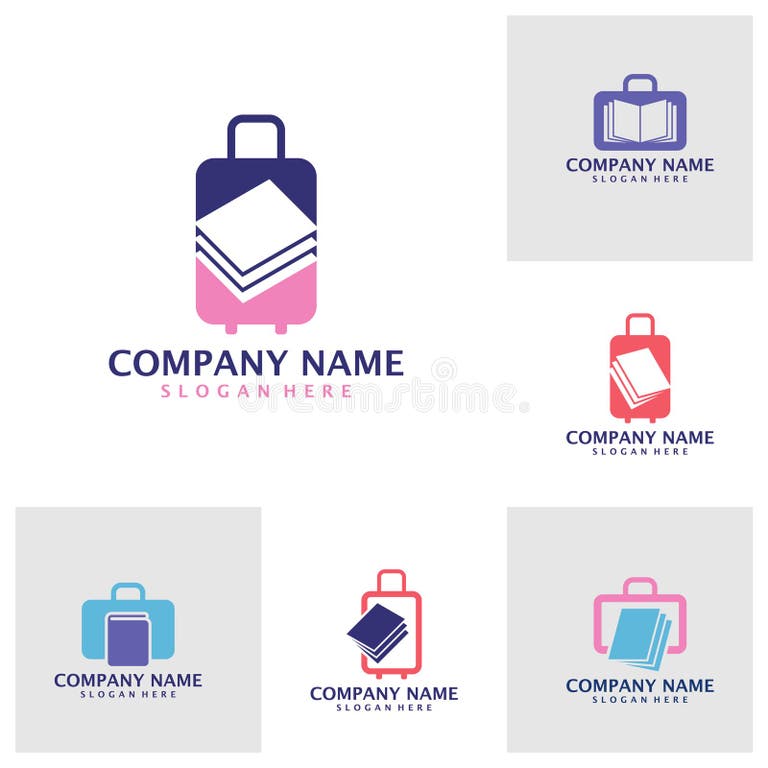 Set of Book Suitcase Logo Design Vector. Suitcase Logo Design Template ...