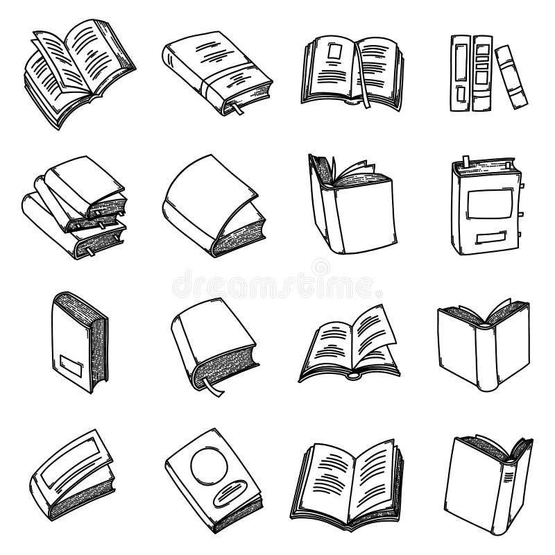 Set of Books Doodle Vector Icon. Drawing Sketch Illustration Hand Drawn ...