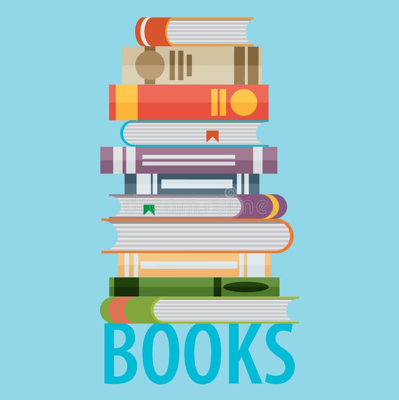 Set of Books in Flat Design Style Stock Vector - Illustration of graph ...