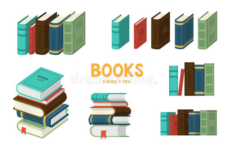 Set of Books, Flat Design Style. Stock Vector - Illustration of brain ...