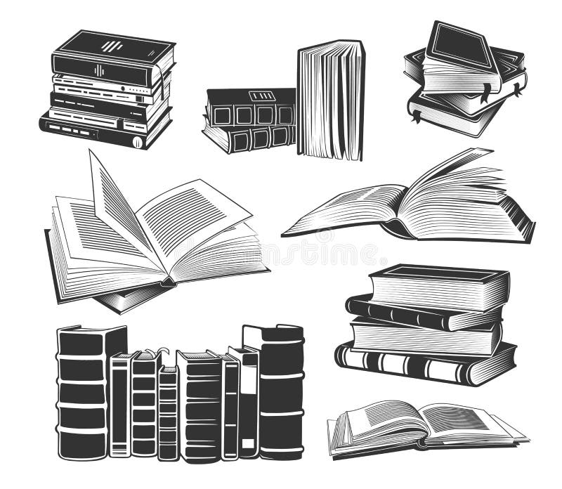 Set of Books Illustrations. Vector Illustration Stock Vector ...