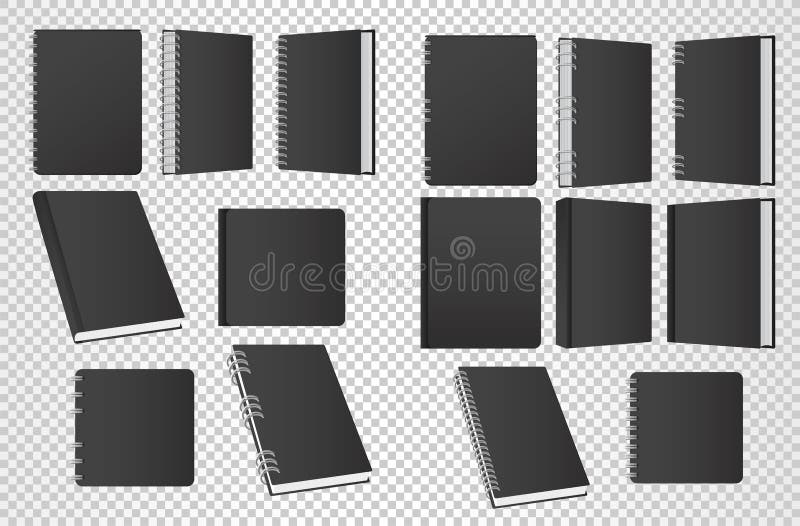 Set of Books and Notebooks Mockup Color Black Icons Stock Vector ...