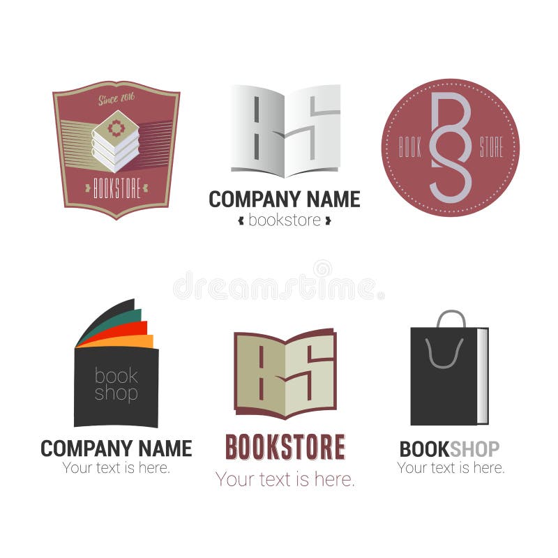 Set of Bookstore or Library Vector Logos Stock Vector - Illustration of ...