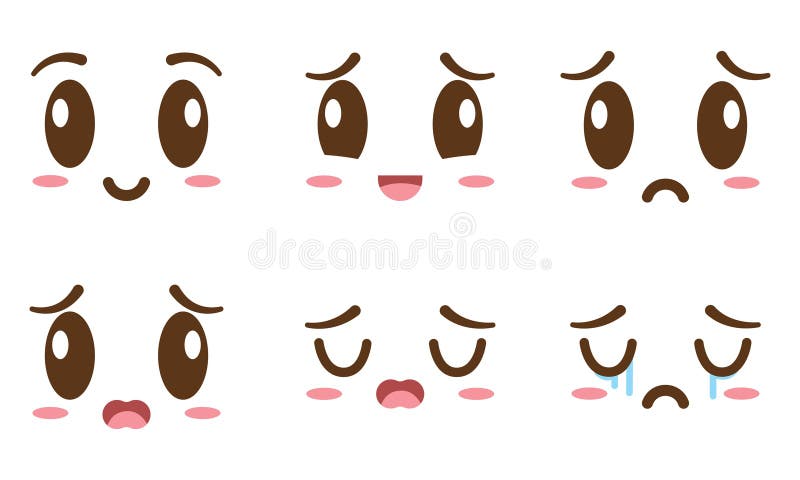 Set of Borderless Facial Expressions Vector Stock Vector - Illustration ...