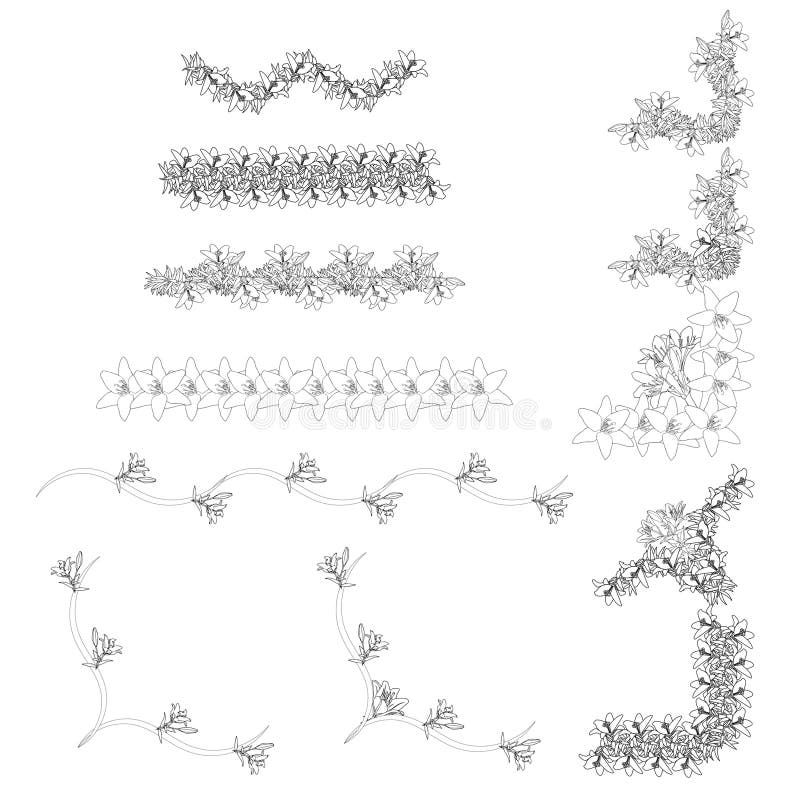 Lilies Corner Border Stock Illustrations – 300 Lilies Corner Border ...