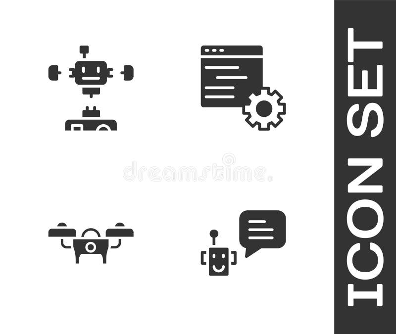 Set Bot, Disassembled Robot, Drone and Computer Api Interface Icon ... Set Bot, Disassembled Robot, Drone and Computer Api Interface Icon ...