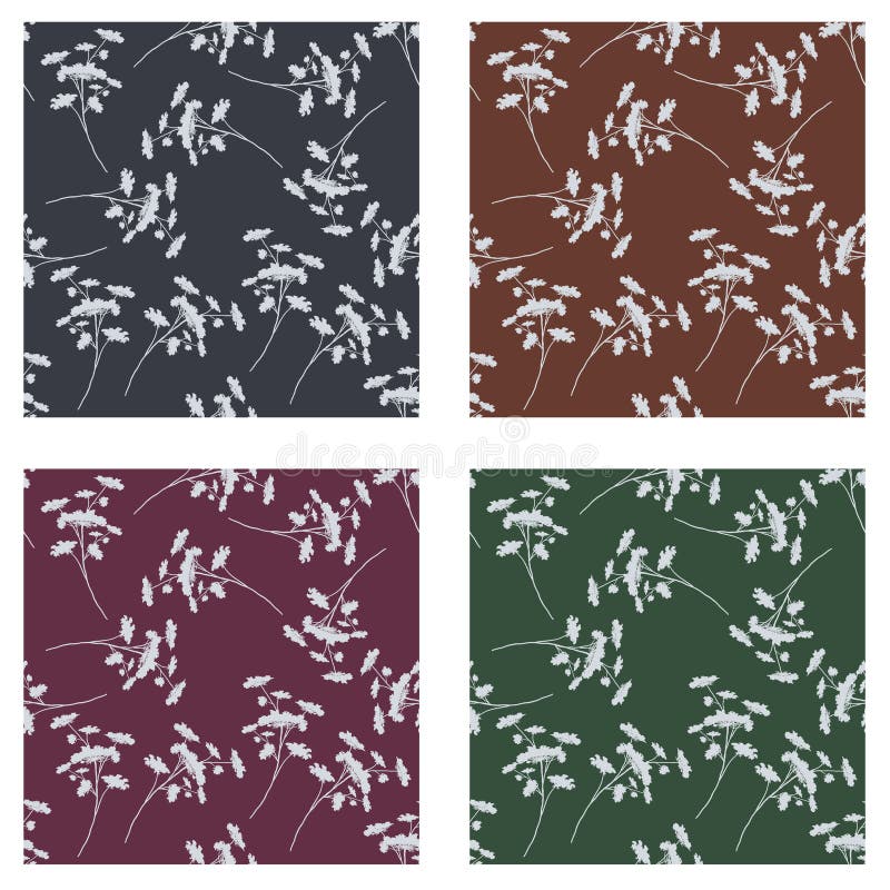 Set of 4 Botanical Seamless Patterns. Vector Design for Paper, Cover ...