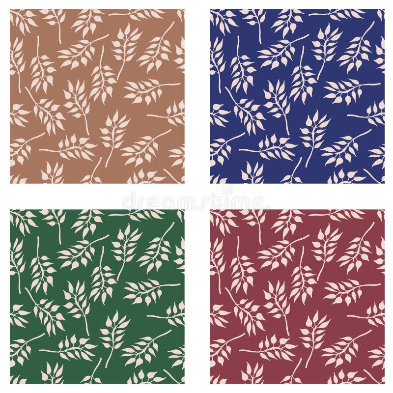 Set of 4 Botanical Seamless Patterns. Vector Design for Paper, Cover ...