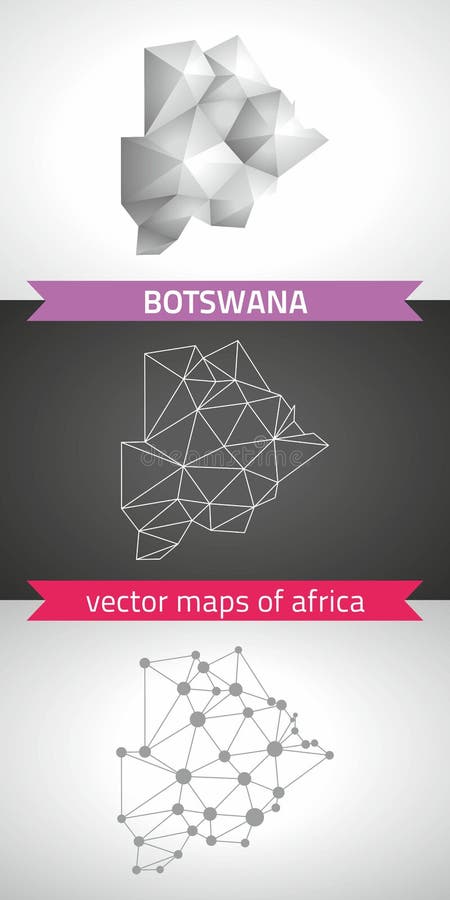 Botswana Collection of Vector Design Modern Maps, Gray and Black and ...
