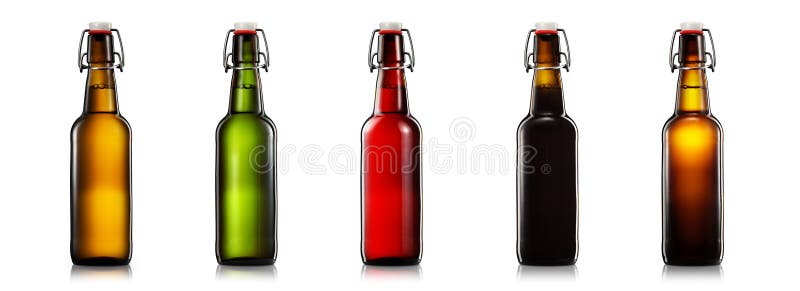 Set of Bottle of Beer or Cider Isolated on White Background Stock Image ...