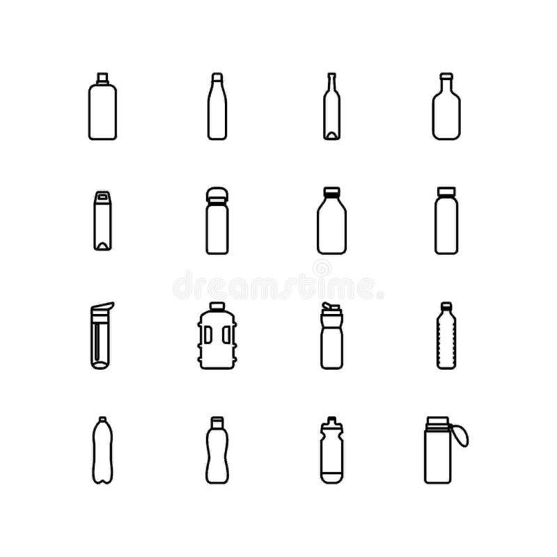 Set of Bottle Line Icon Design, Water Package Illustration. Stock ...
