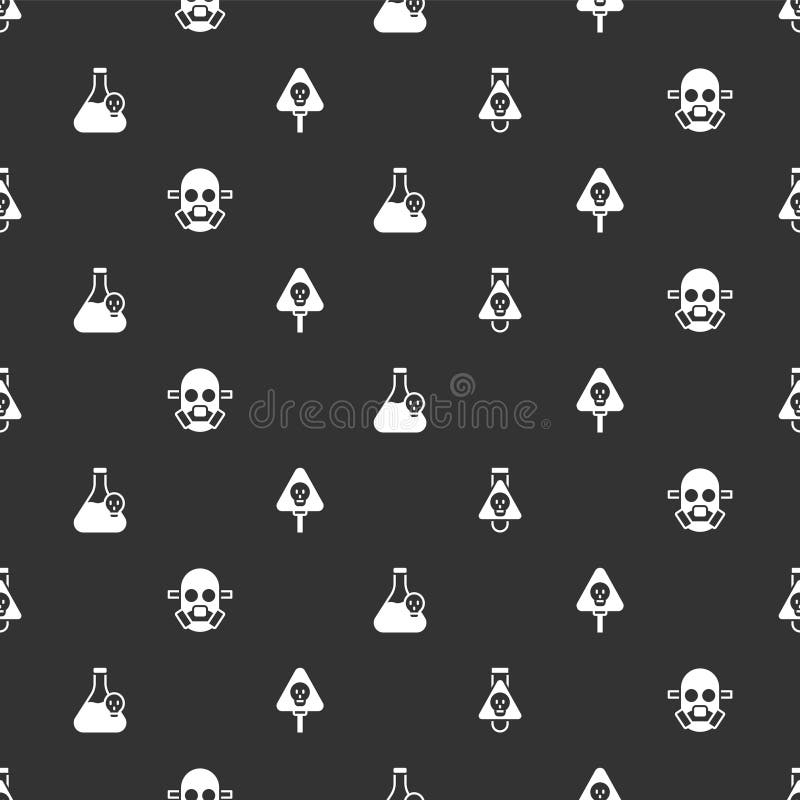 Set Bottle with Potion, Gas Mask, Beaker Toxic Liquid and Bones and ...