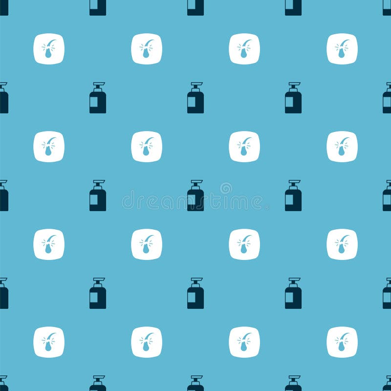 Set Bottle of Shampoo and Broken Hair Follicle on Seamless Pattern ...