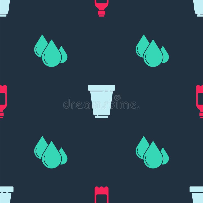 Set Bottle of Water, Water Filter Cartridge and Drop on Seamless ...