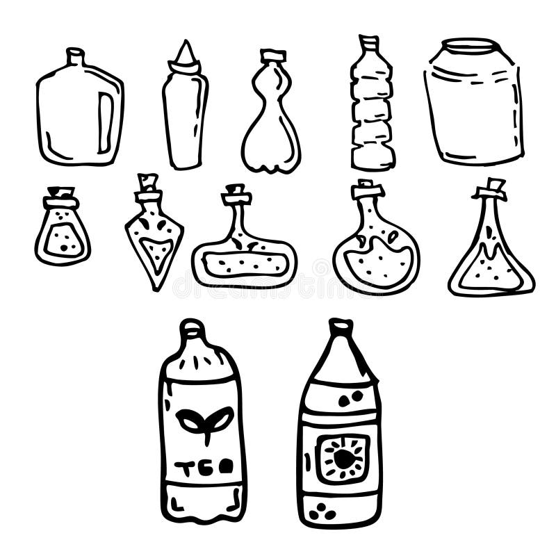 A Set of Bottles, Cans .Vector Illustration Stock Vector - Illustration ...