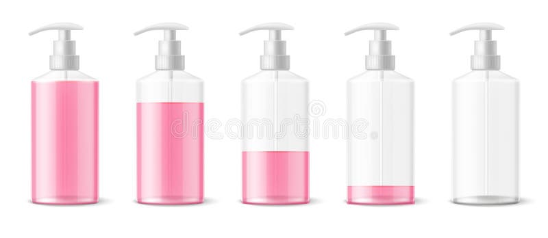 Set Bottles with Different Liquid Levels. Realistic Isolated Elements ...