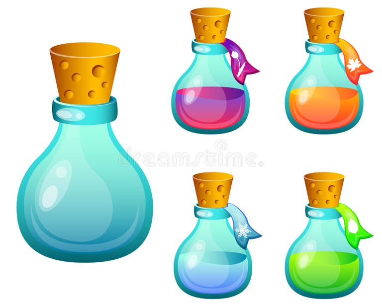 Set Bottles with Magic Spells Stock Vector - Illustration of drawing ...