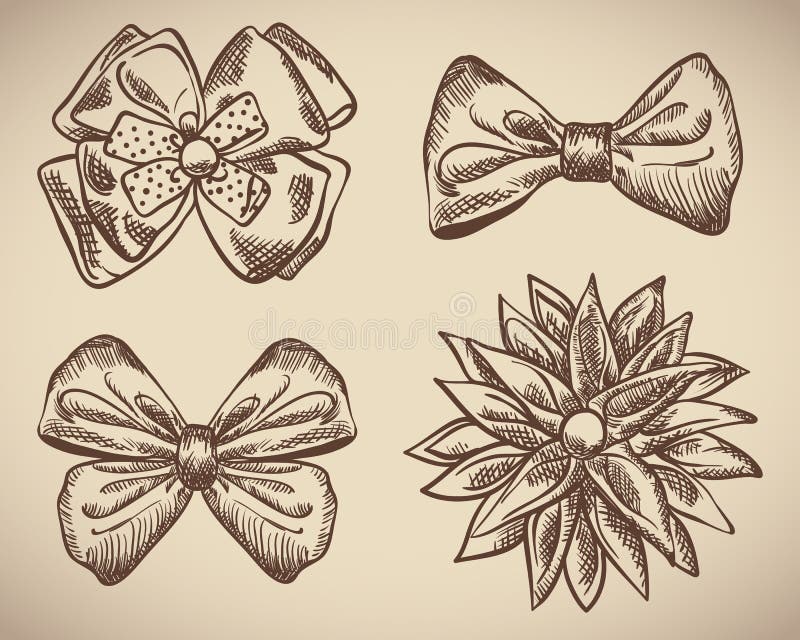 Set of bow doodle stock vector. Illustration of background - 32399986